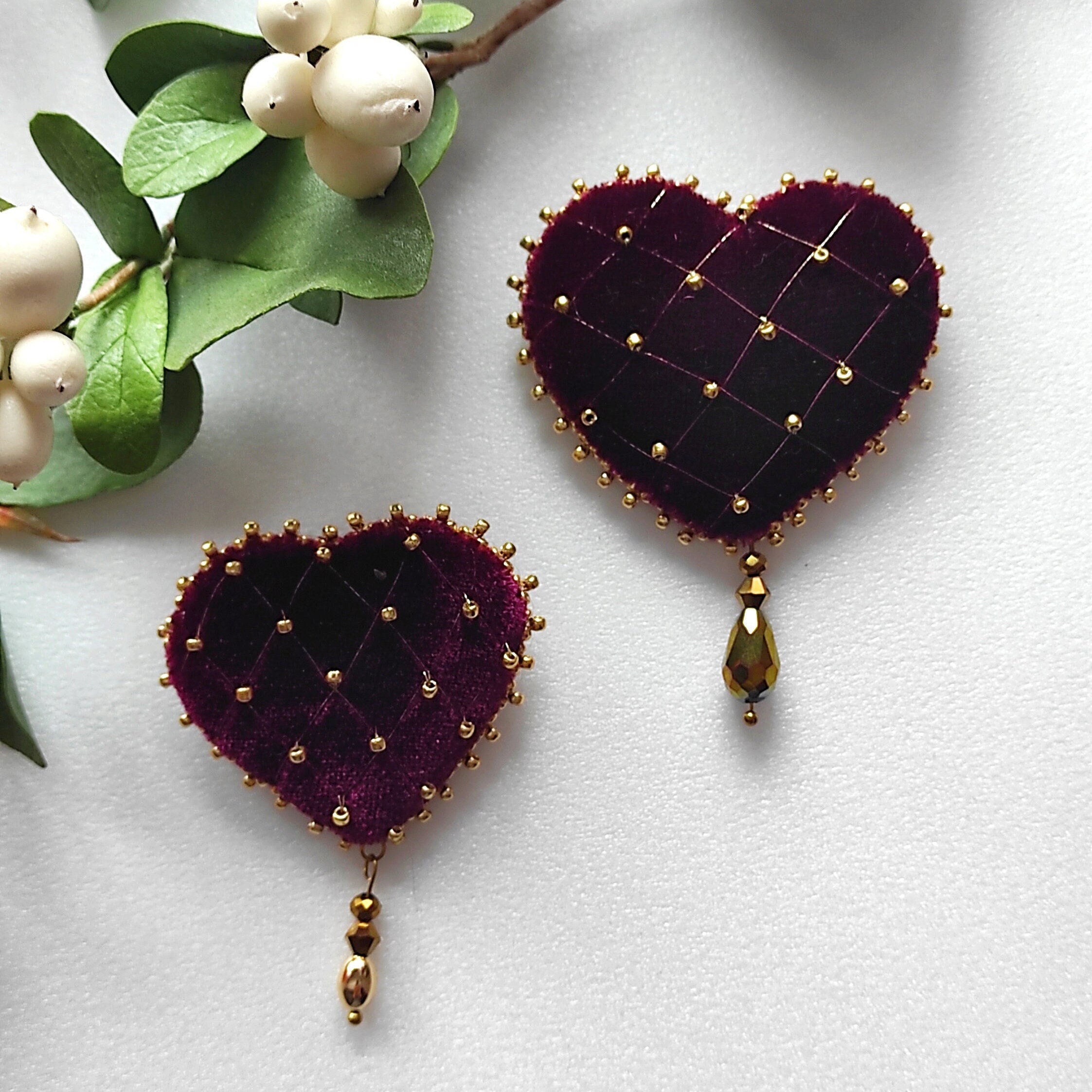 Brooch Heart Embroidery Brooch Embroidered Brooch Beaded - Etsy