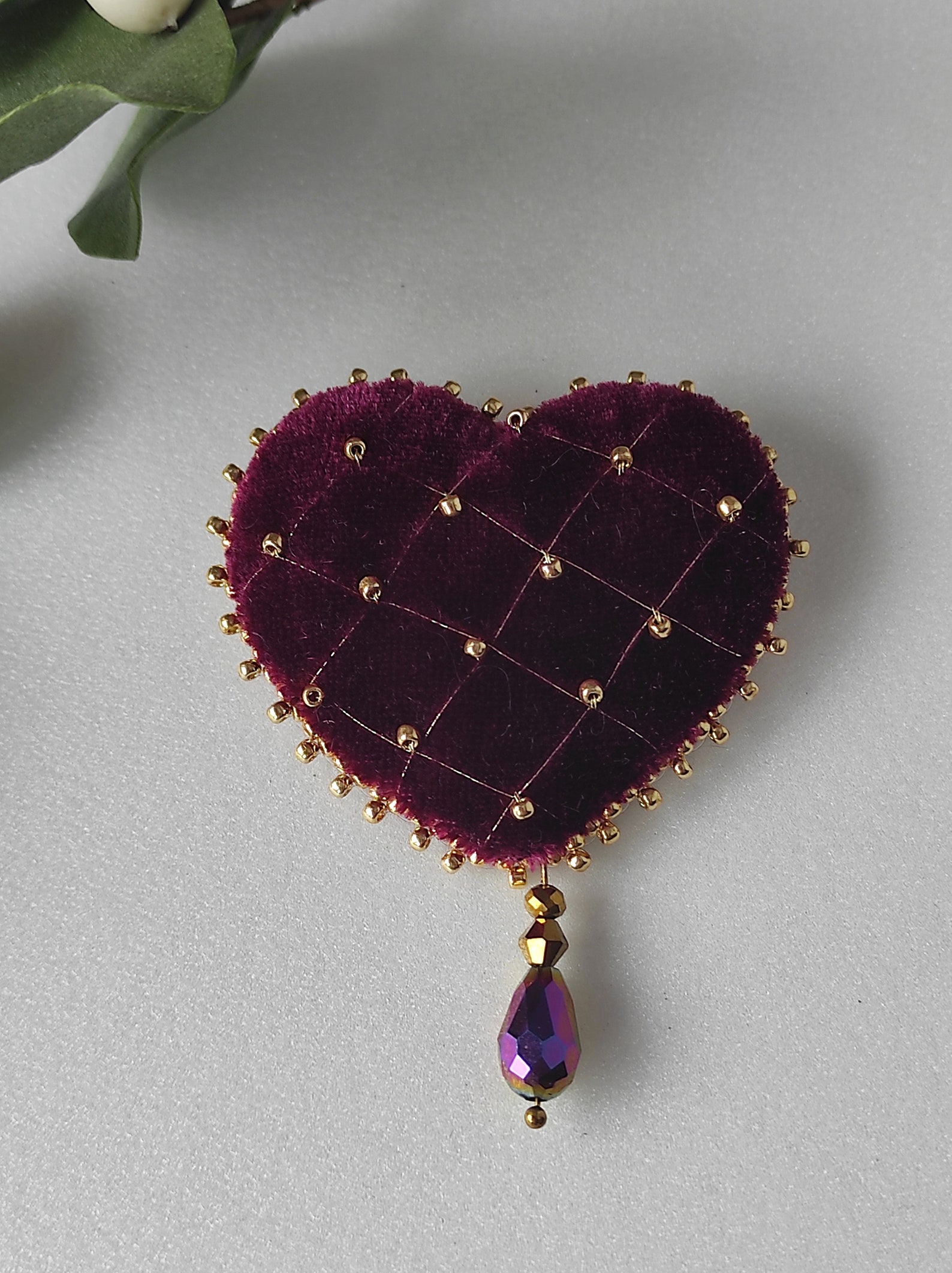 Brooch Heart Embroidery Brooch Embroidered Brooch Beaded - Etsy