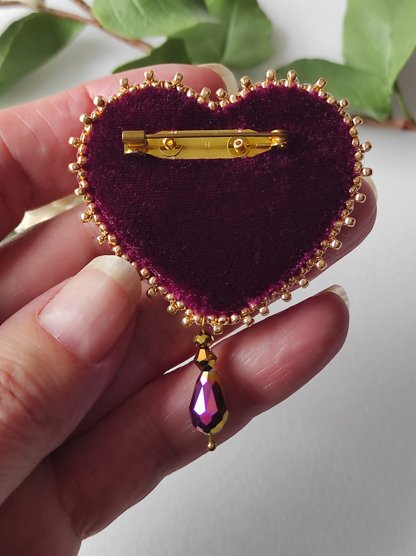 Brooch Heart Embroidery Brooch Embroidered Brooch Beaded - Etsy