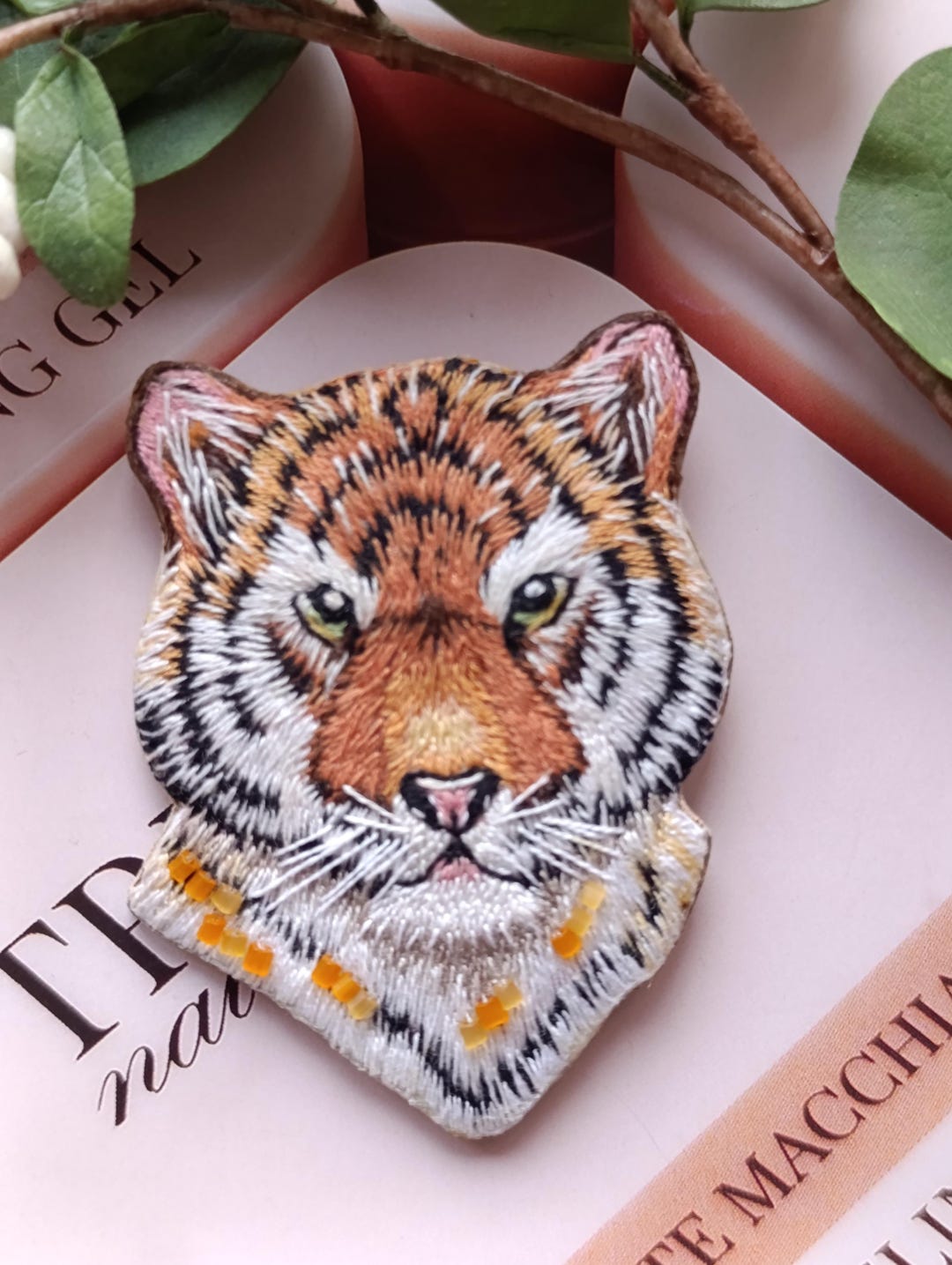 Embroidered Tiger Brooch: Satin Stitch Jewelry - Etsy