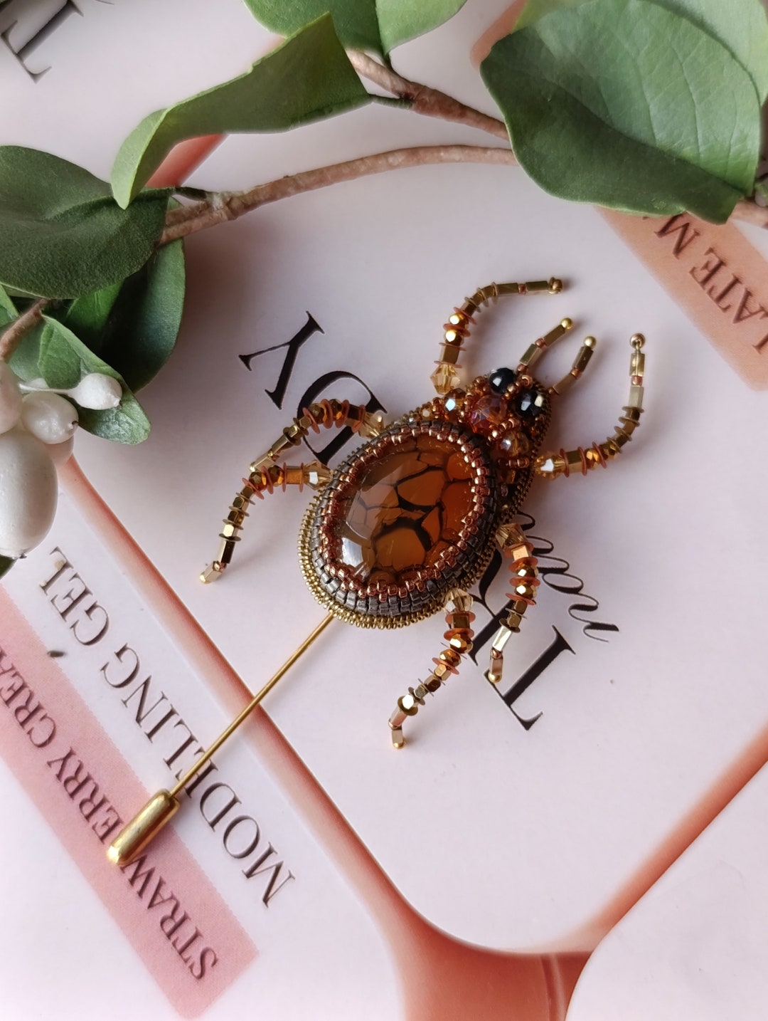 Brooch scarab Brooch Insect Brooch Beetle Amulet for a Flight Attendant ...