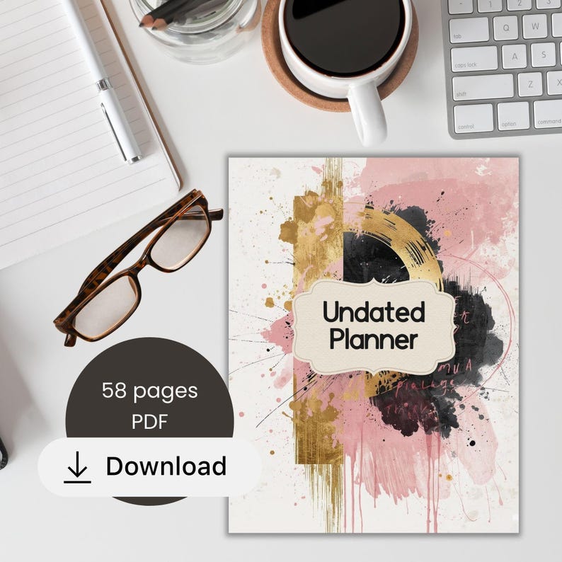 Undated Planner, 2026 Calendar, Complete Printable Self-care Kit, 3 PDF ...