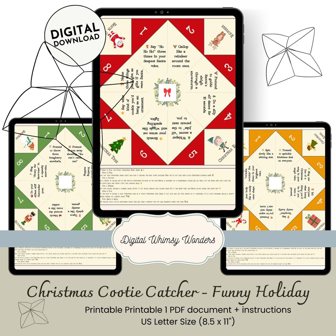 Funny Christmas Jokes Game: Printable Cootie Catcher (PDF) - Etsy