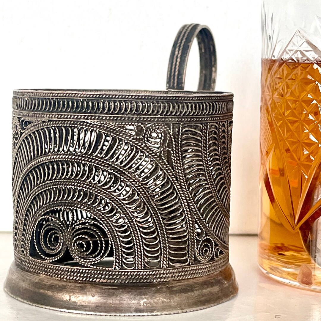 Filigree Scan PODSTAKANNIK Ornate Soviet Russian Tea Glass Holder ...