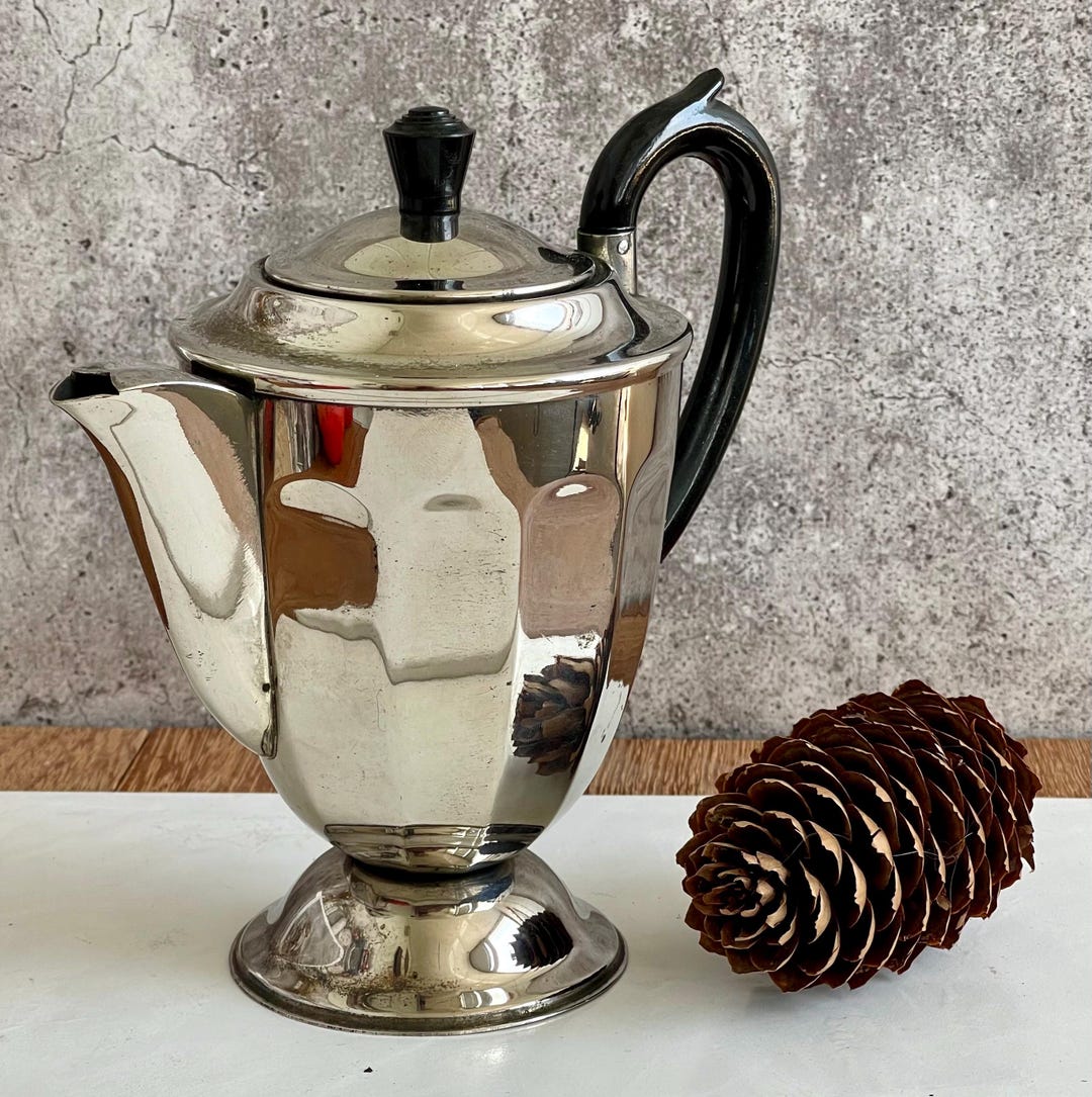 Soviet Vintage Tea Coffee Kettle - Silver Toned Metal Tea Pot - Durable ...