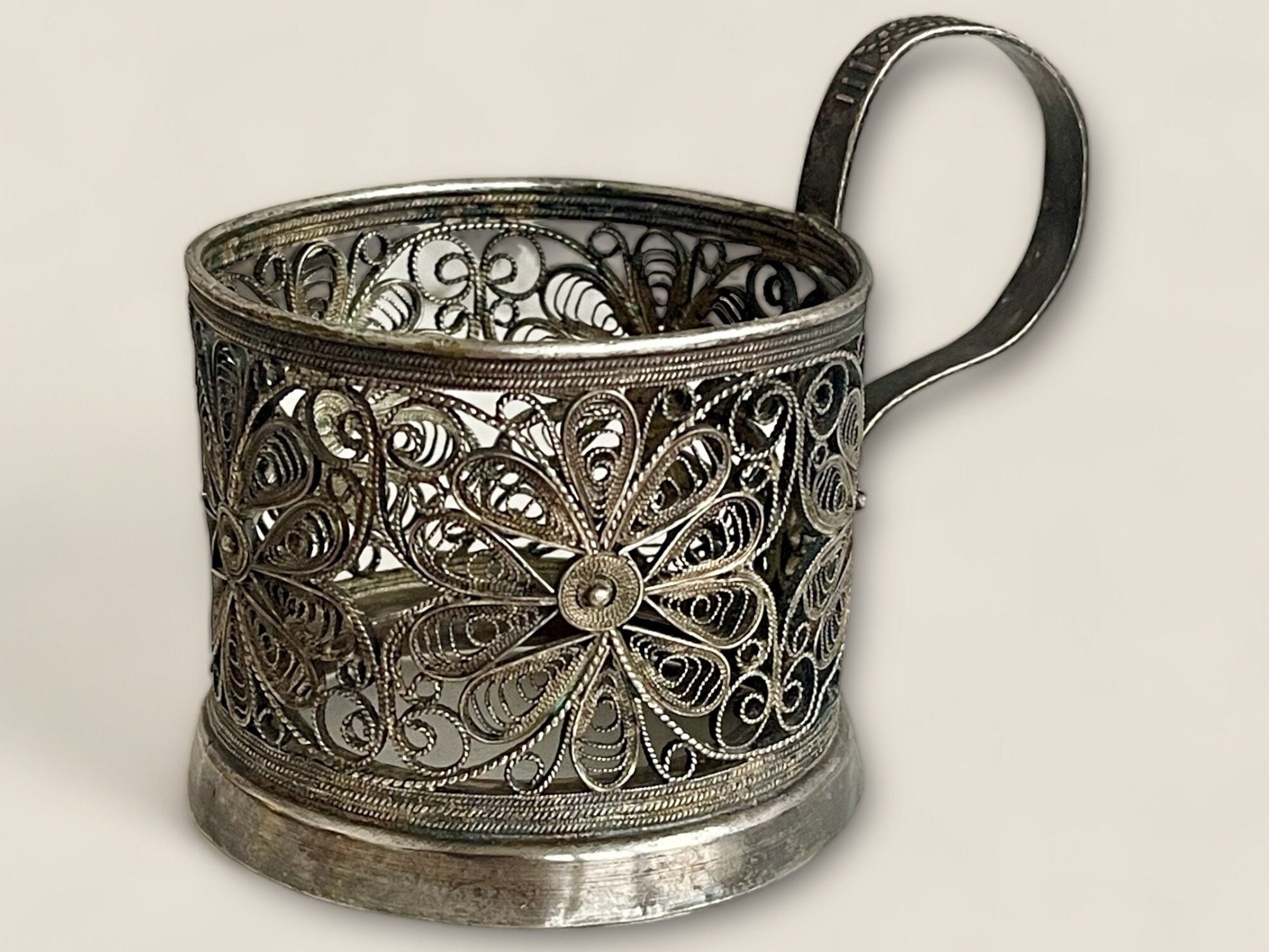 Filigree Scan PODSTAKANNIK Ornate Soviet Russian Tea Glass Holder ...