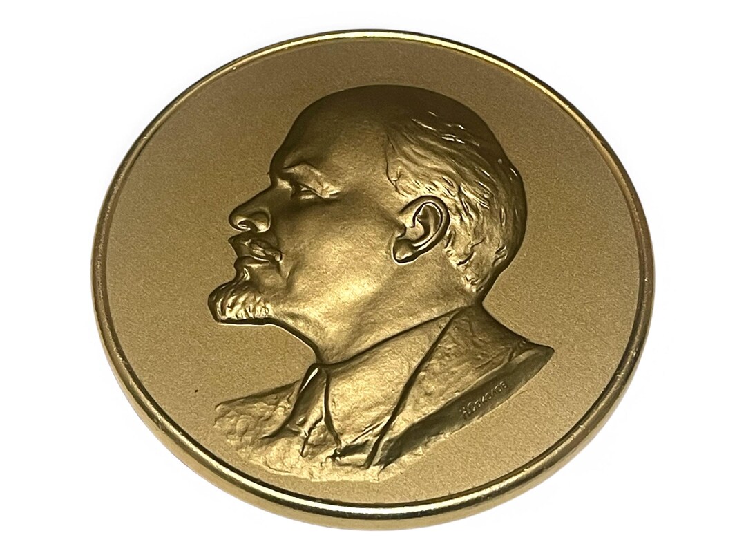 Soviet VTG Wall Plaque LENIN Brass Toned Round Meal Art Work by N ...