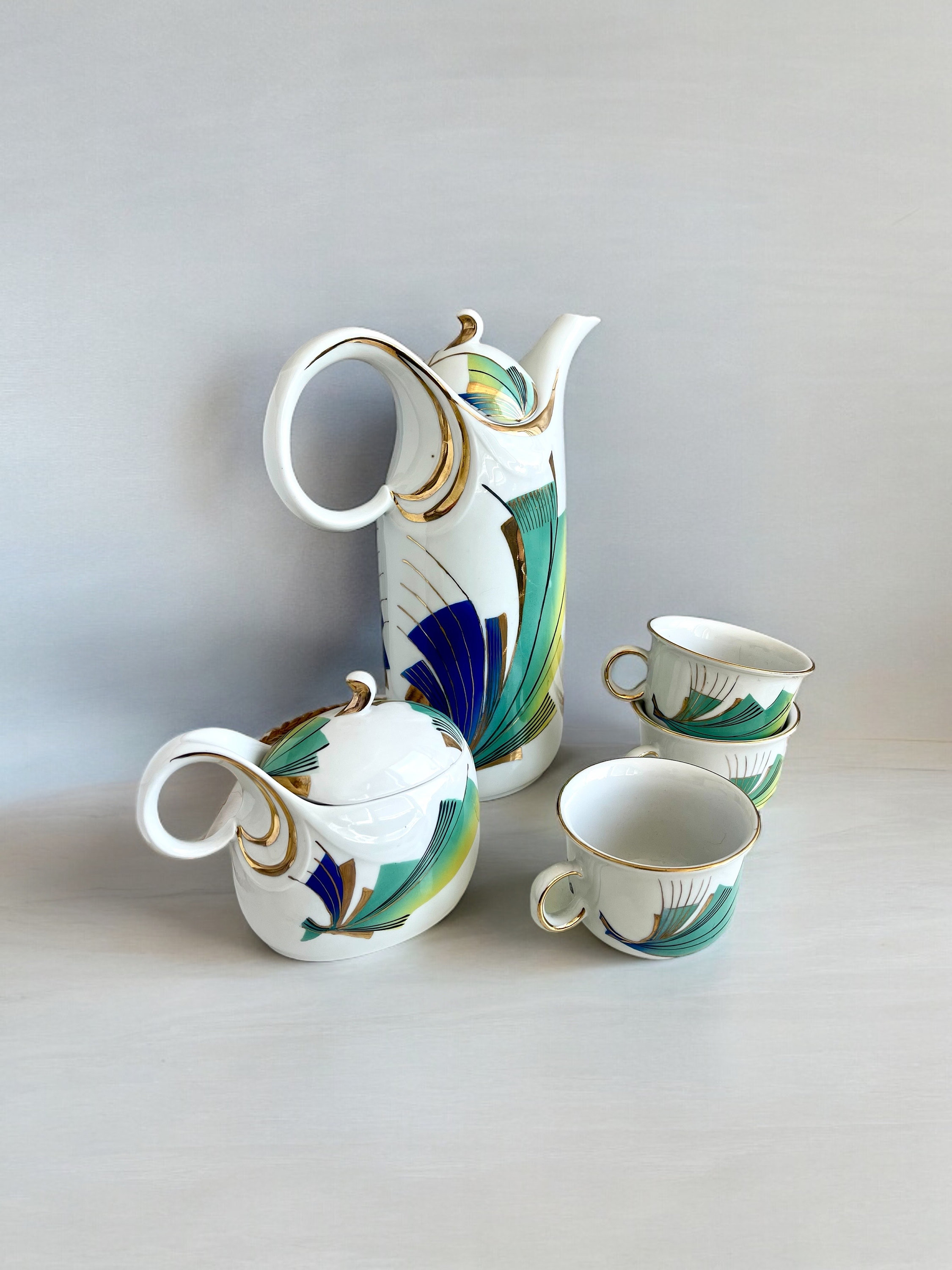 VTG Soviet Coffee/tea Set 3 Pcs Teapot Creamer Porcelain Korosten ...