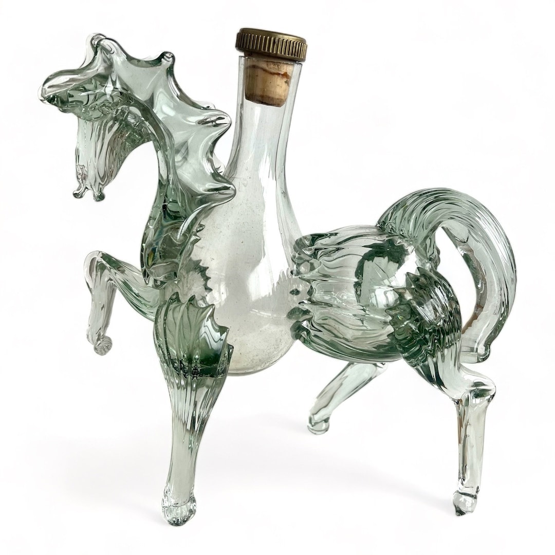 Vintage Soviet Hand Blown Glass Bottle Horse Figure Art Glass 21 Cm ...