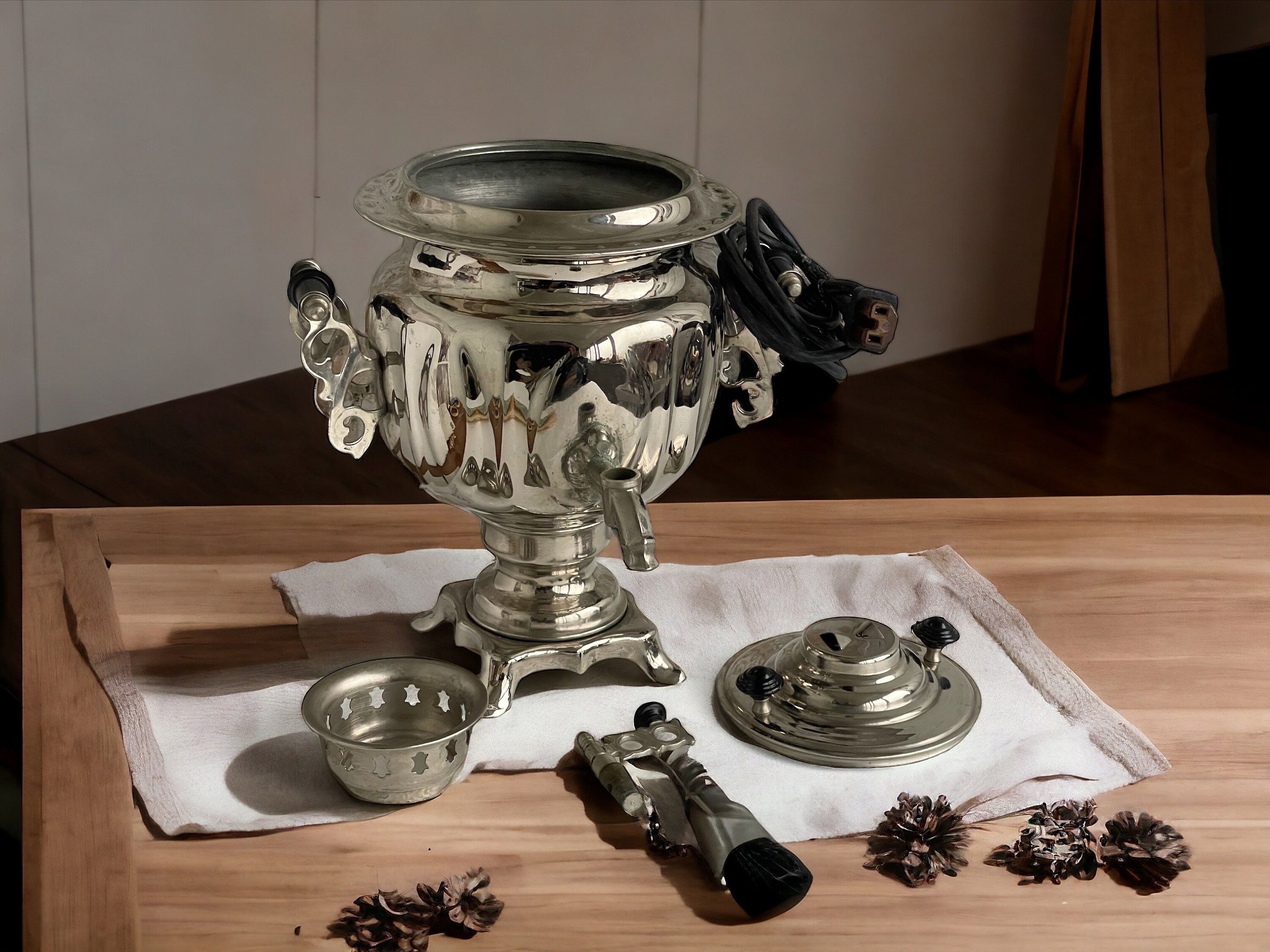 Soviet Vintage Electric Samovar Teapot Nickeled Brass 3 Liters USSR ...