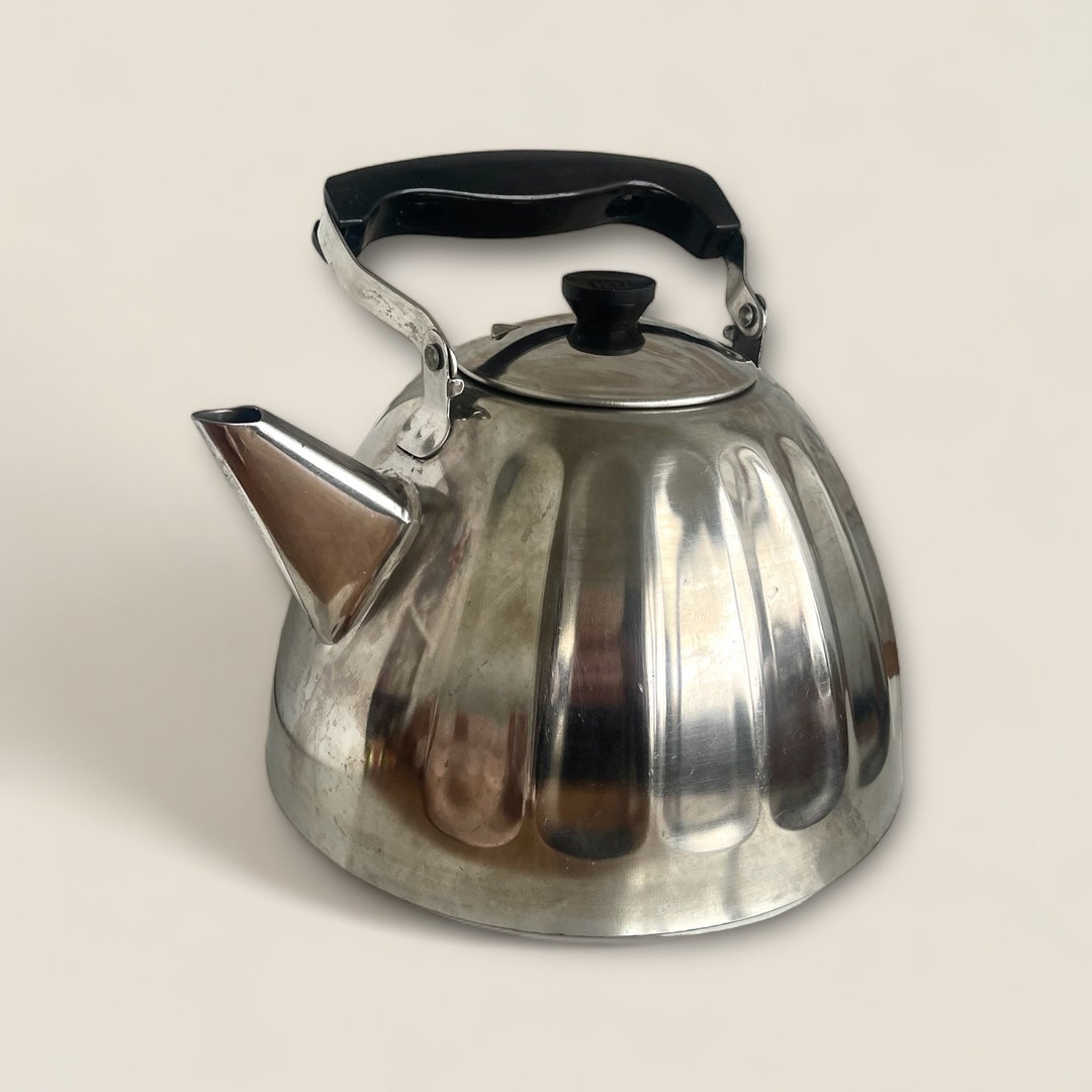 Large Soviet Vintage Tea Kettle- Stovetop Tea Pot- Durable Stainless ...