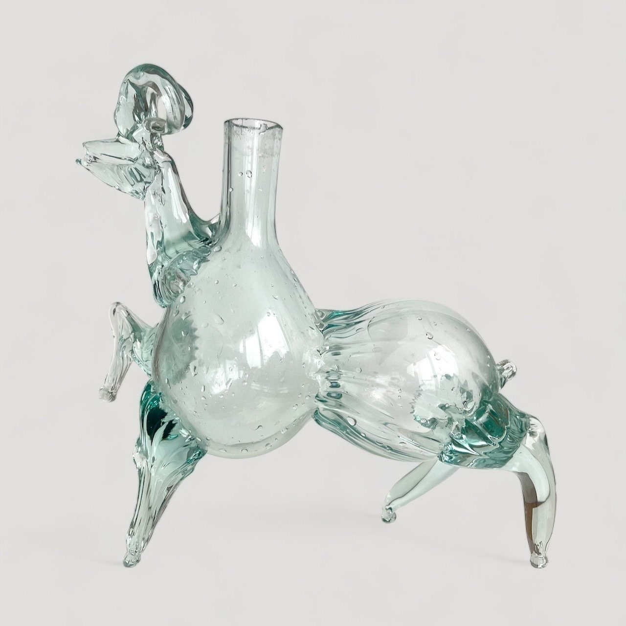 Vintage Soviet Hand Blown Glass Bottle RAM Figure Art Glass 22 Cm High ...