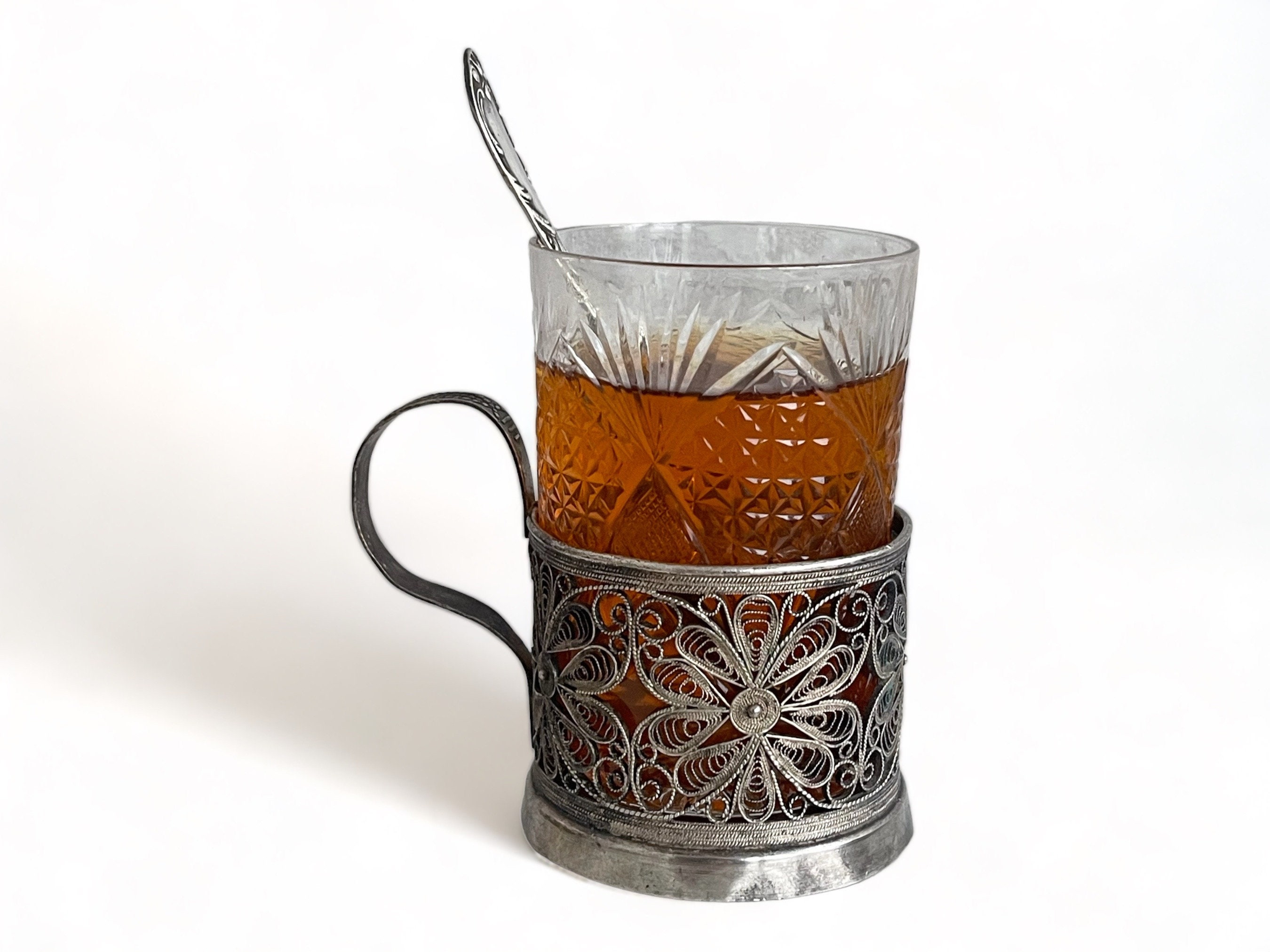 Filigree Scan PODSTAKANNIK Ornate Soviet Russian Tea Glass Holder ...