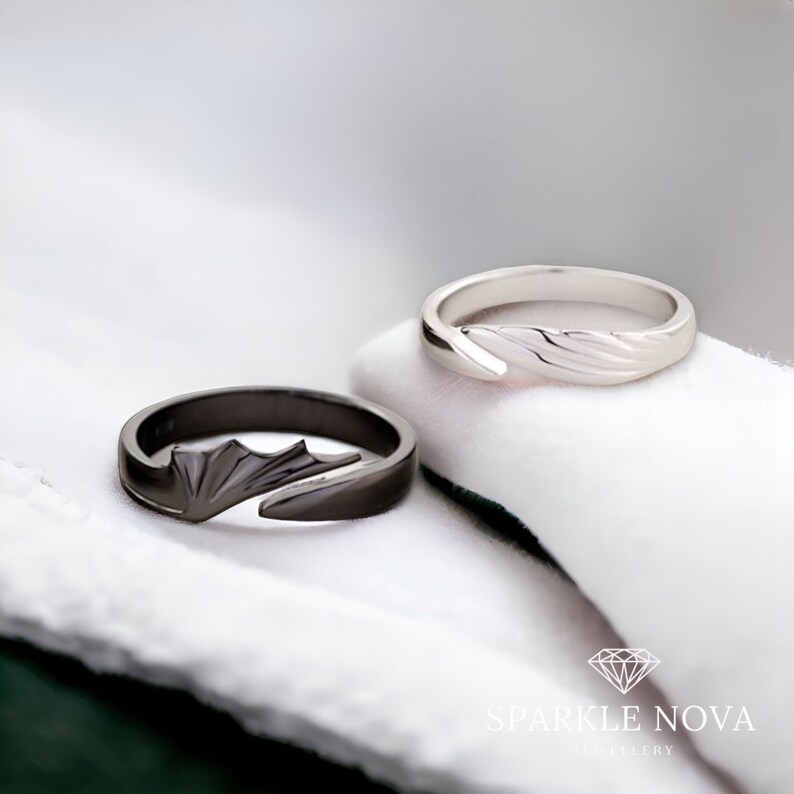 Couples Dragon Wing Rings S925 Couples Angel and Demon Rings Gothic ...
