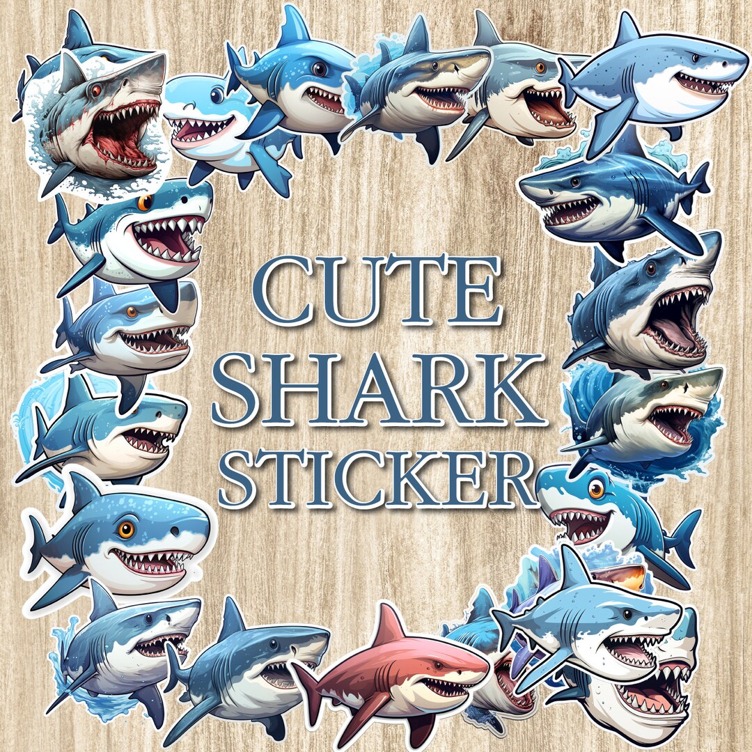 Cute Shark Sticker 20 - Etsy