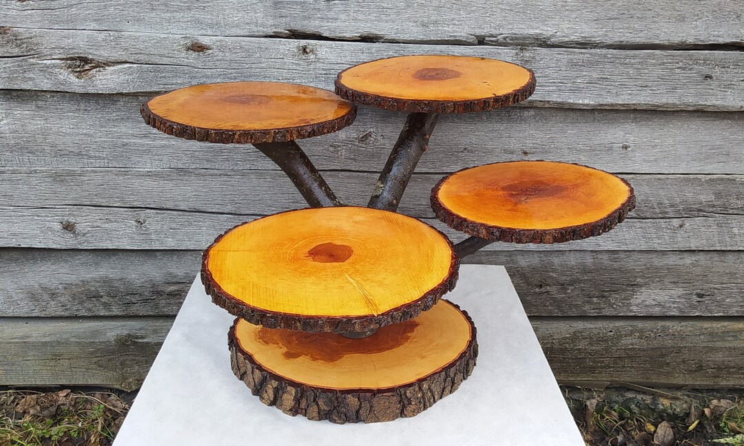 Large Wood Cake Stand, 4 Tiers, Large Pizza Stand, Large Cake and ...