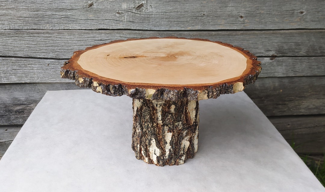 Wood Cake Stand, 16''cake Stand, Wood Cupcake Stand, White Birch Cake ...