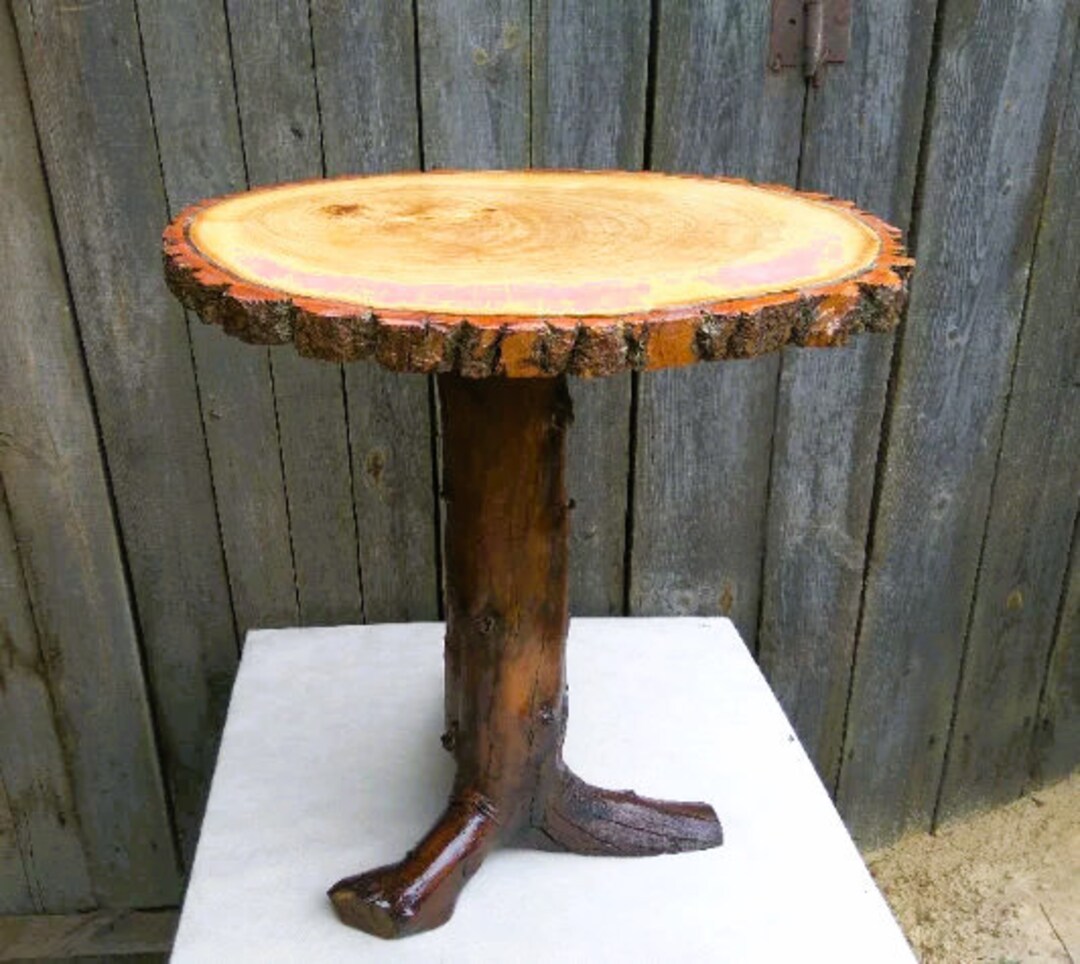Small Wood Side Table, Rustic Coffee Table, Solid Wood Table, Round ...