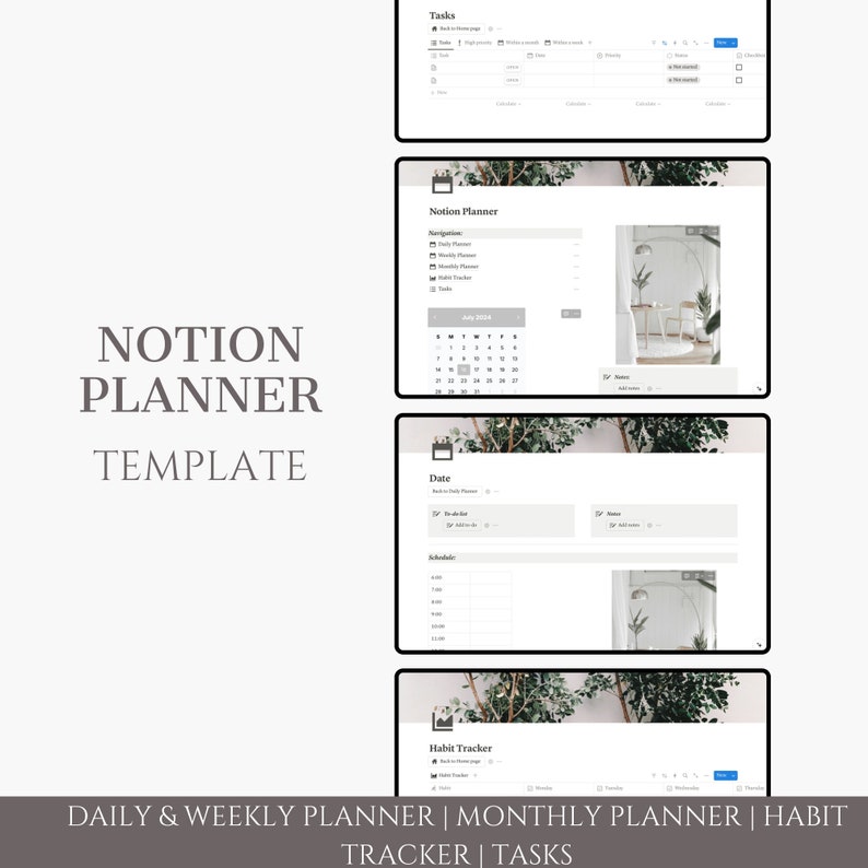 Notion Planner Template, Notion Habit Tracker, Task Management - Etsy