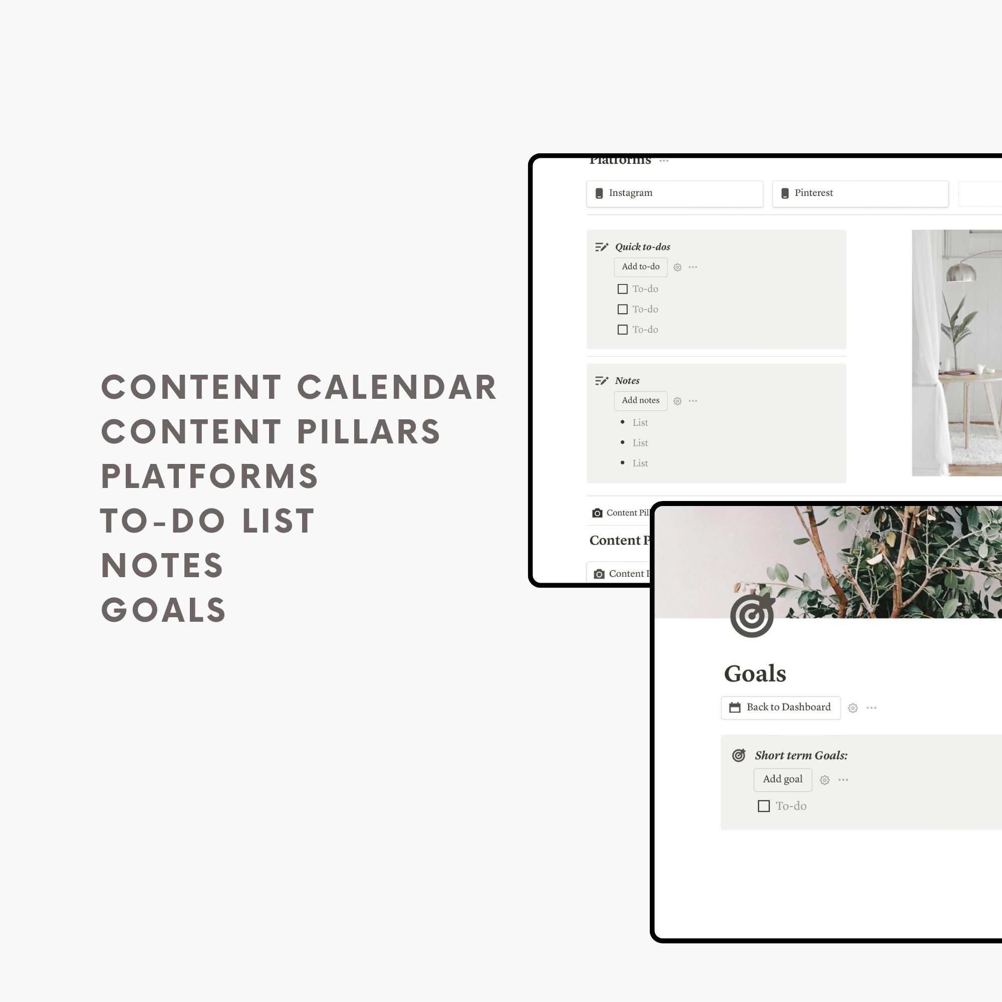 Notion Content Calendar, Notion Template, Notion Dashboard - Etsy