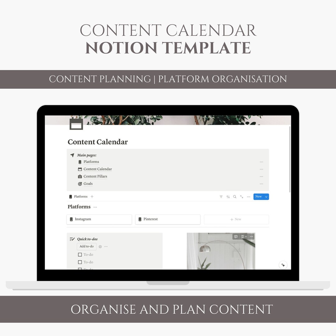 Notion Content Calendar, Notion Template, Notion Dashboard - Etsy