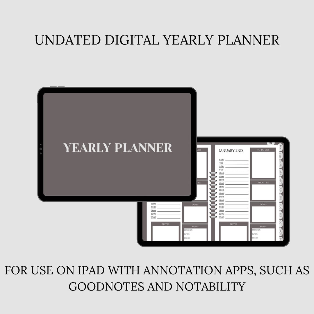 Minimalistic Undated Yearly Digital Planner for Ipad, Goodnotes ...