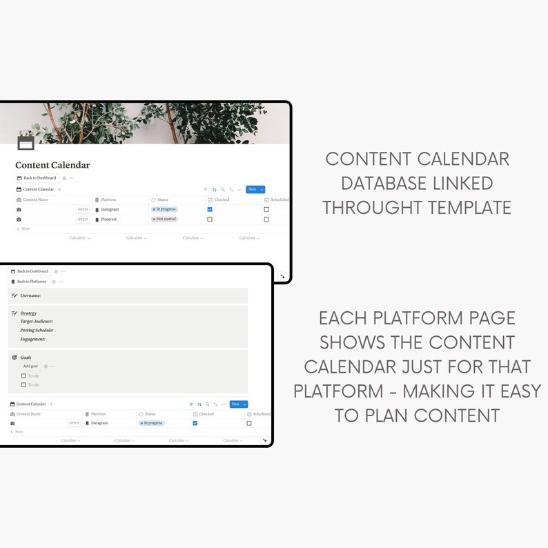 Notion Content Calendar, Notion Template, Notion Dashboard - Etsy