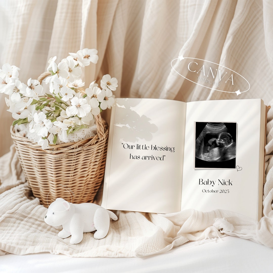 Editable Pregnancy Announcement Digital With Flowers, Baby Instant ...