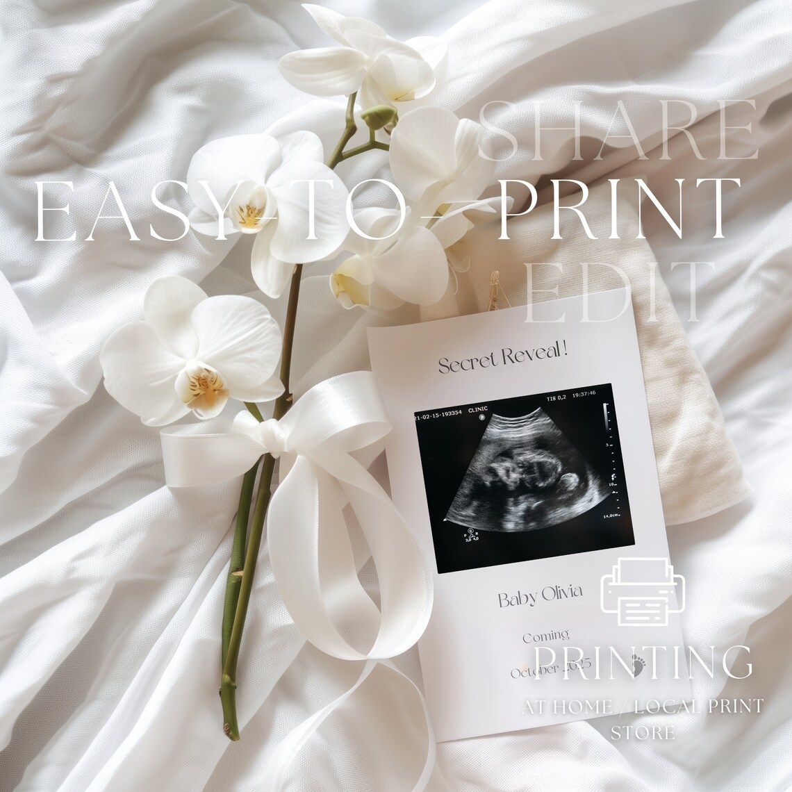 Flower Pregnancy Announcement Digital, Minimalist Baby Announcement ...