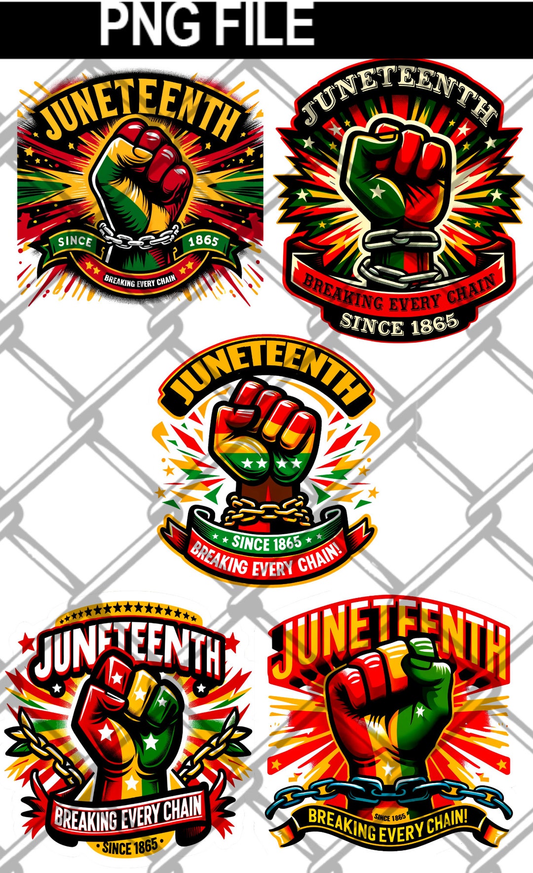 Juneteenth Fist PNG Bundle: 1865 Design (digital Design) - Etsy