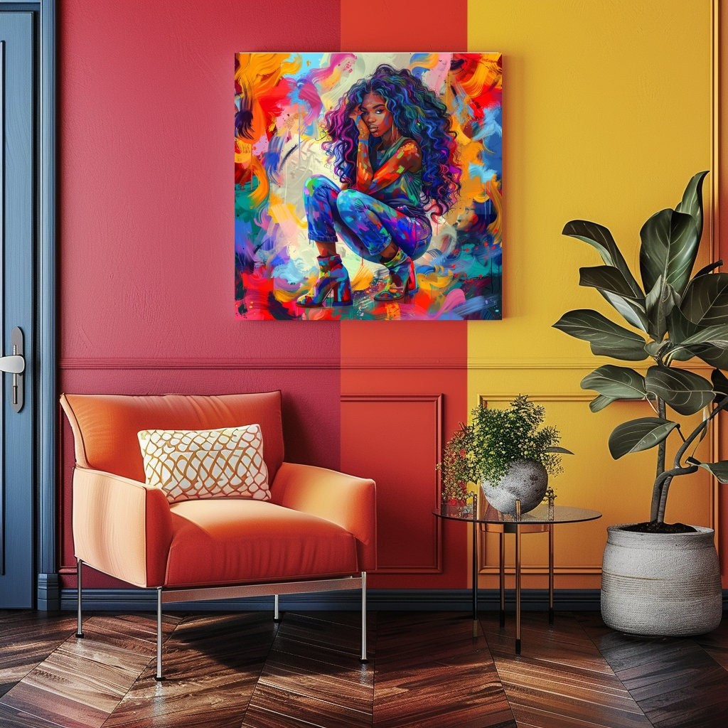 Black Woman Abstract Art, Abstract Canvas Digital Download - Etsy