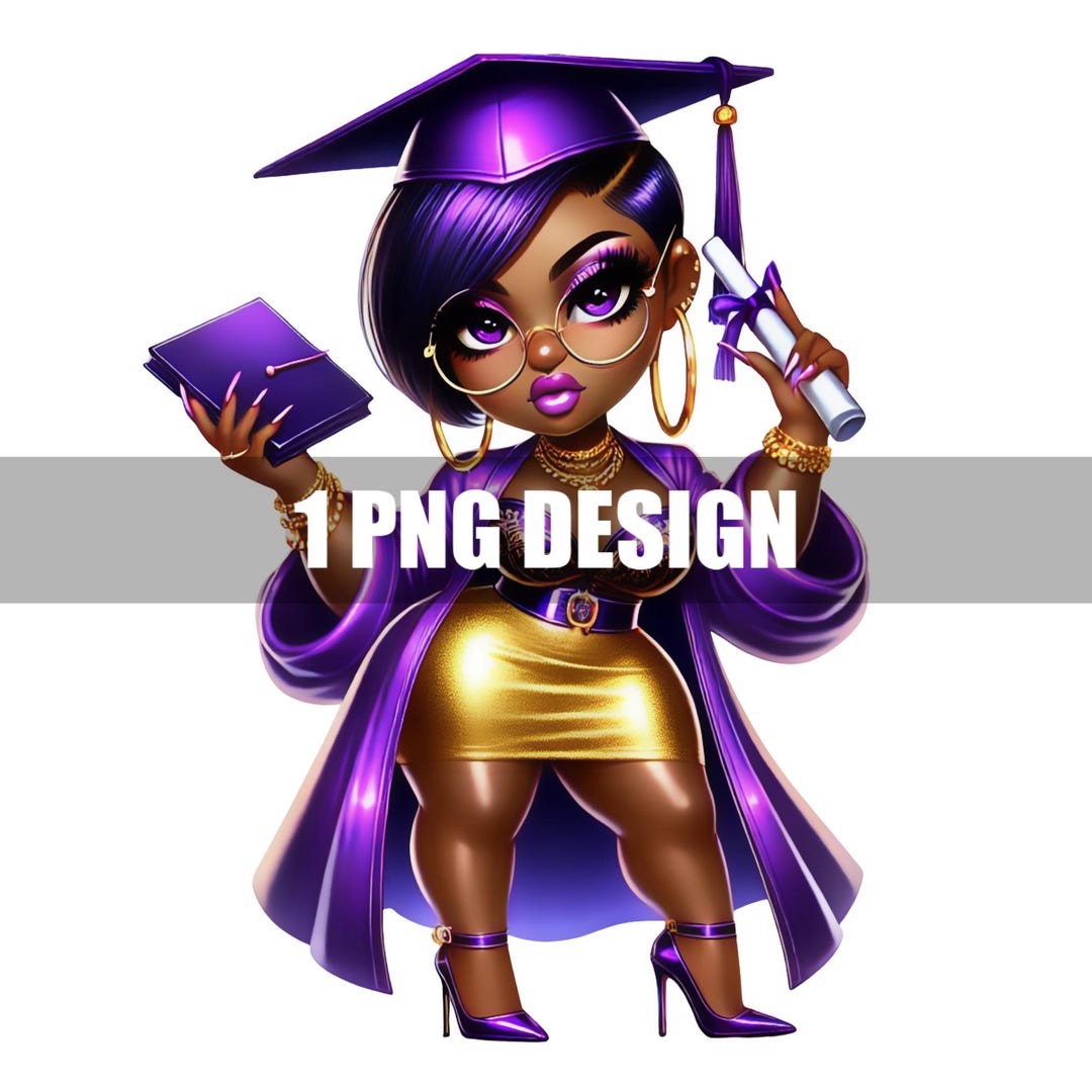 Graduation Baddie Art | Black Girl Graduate | Gift for Graduate ...
