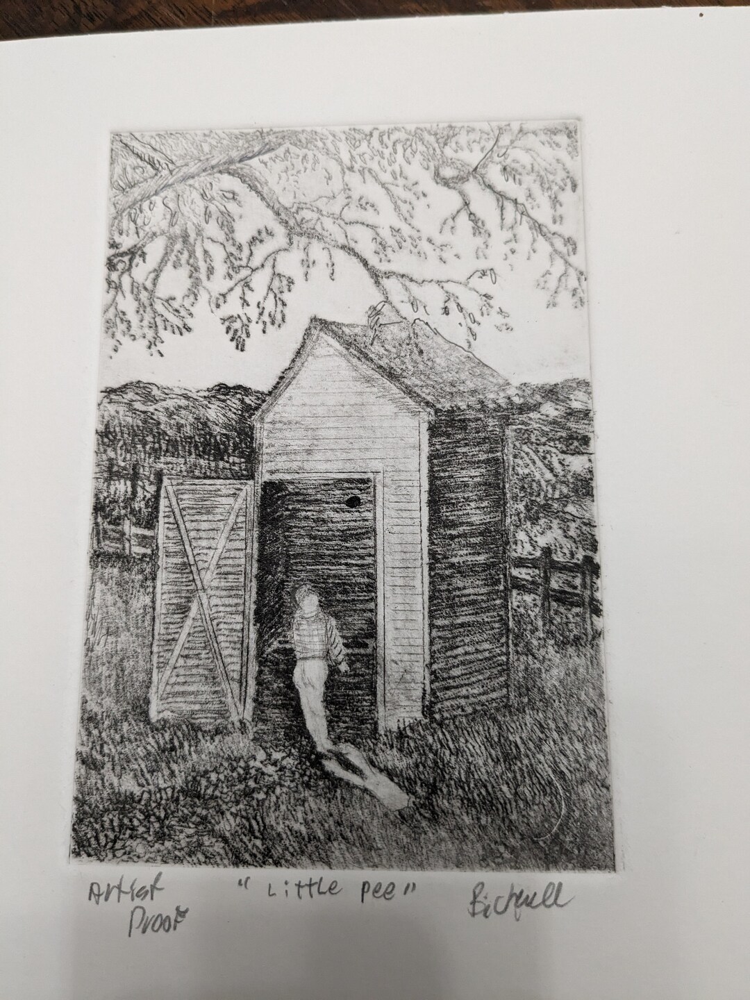 Boy Outhouse Etching - Etsy