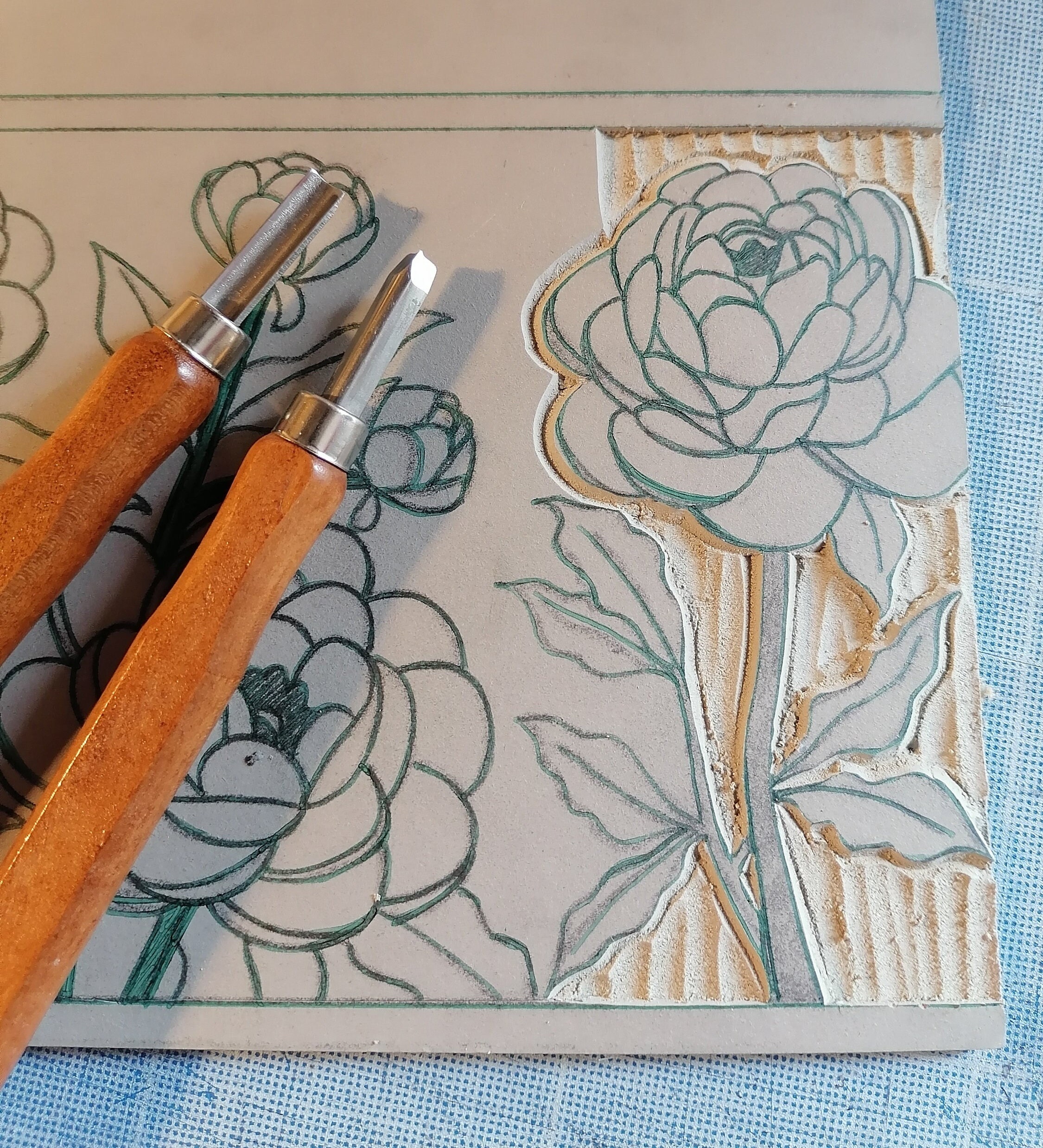 Hanafuda Linocut Print - Traditionnal Japanese Card Game - June ...
