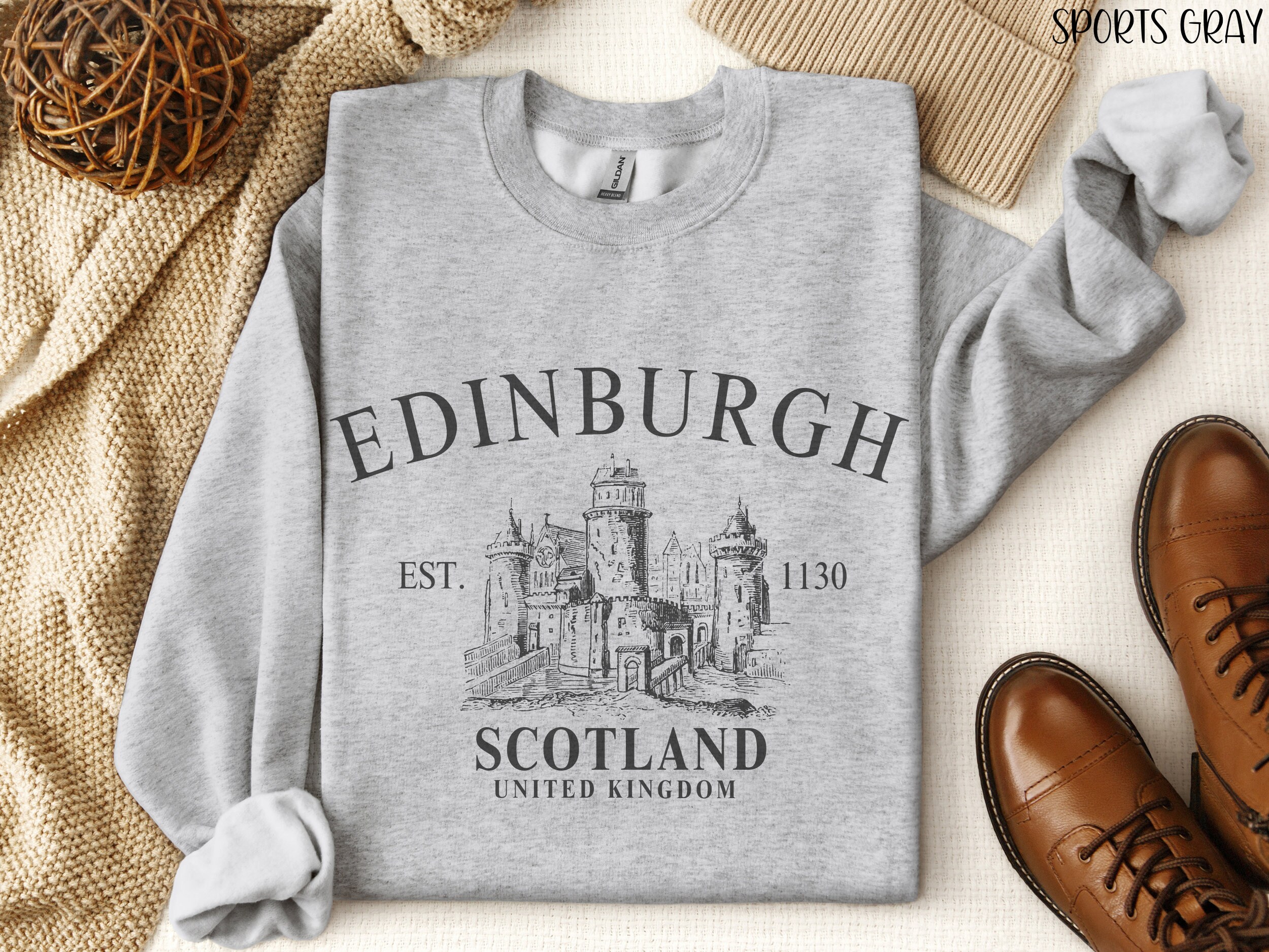 Edinburgh Sweatshirt, U.K Anglo-saxon Castle Sweatshirt, Edinburgh ...