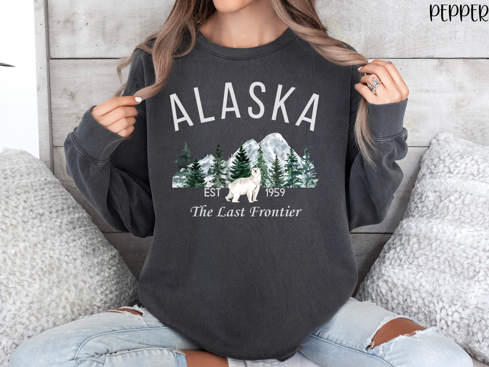 Alaska Sweatshirt, Alaska Comfort Colors Crewneck Sweatshirt, Alaska ...