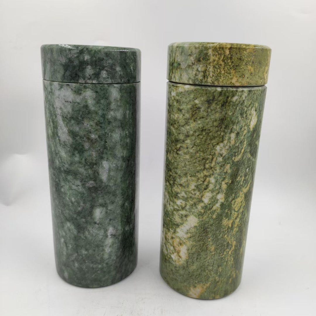 Get 1 Natural Serpentine Green Jade Cup Bottle With Lid Make by a Whole ...