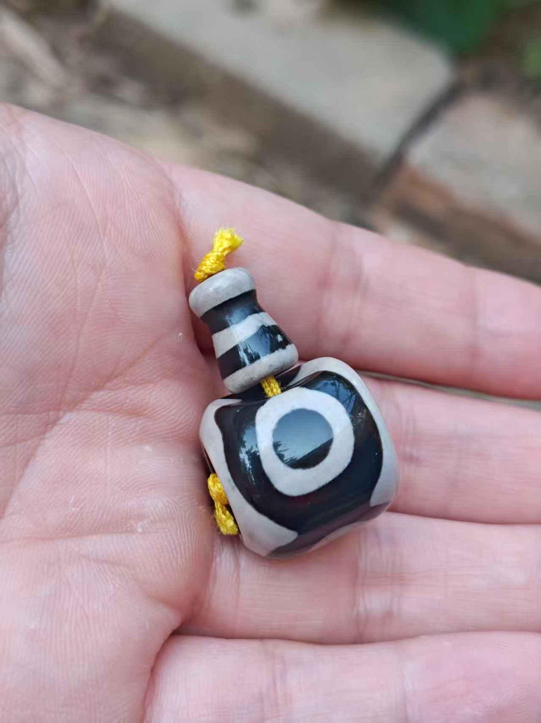 Tibetan Natural Old Agate Dzi Disc Round Beads Necklace, Nepal Loose ...