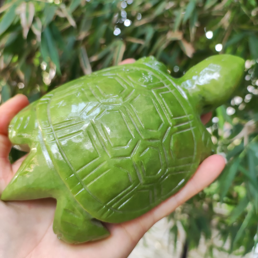 Genuine Nephrite Green Jade Turtle Figurine,crystal Shelled Turtle ...