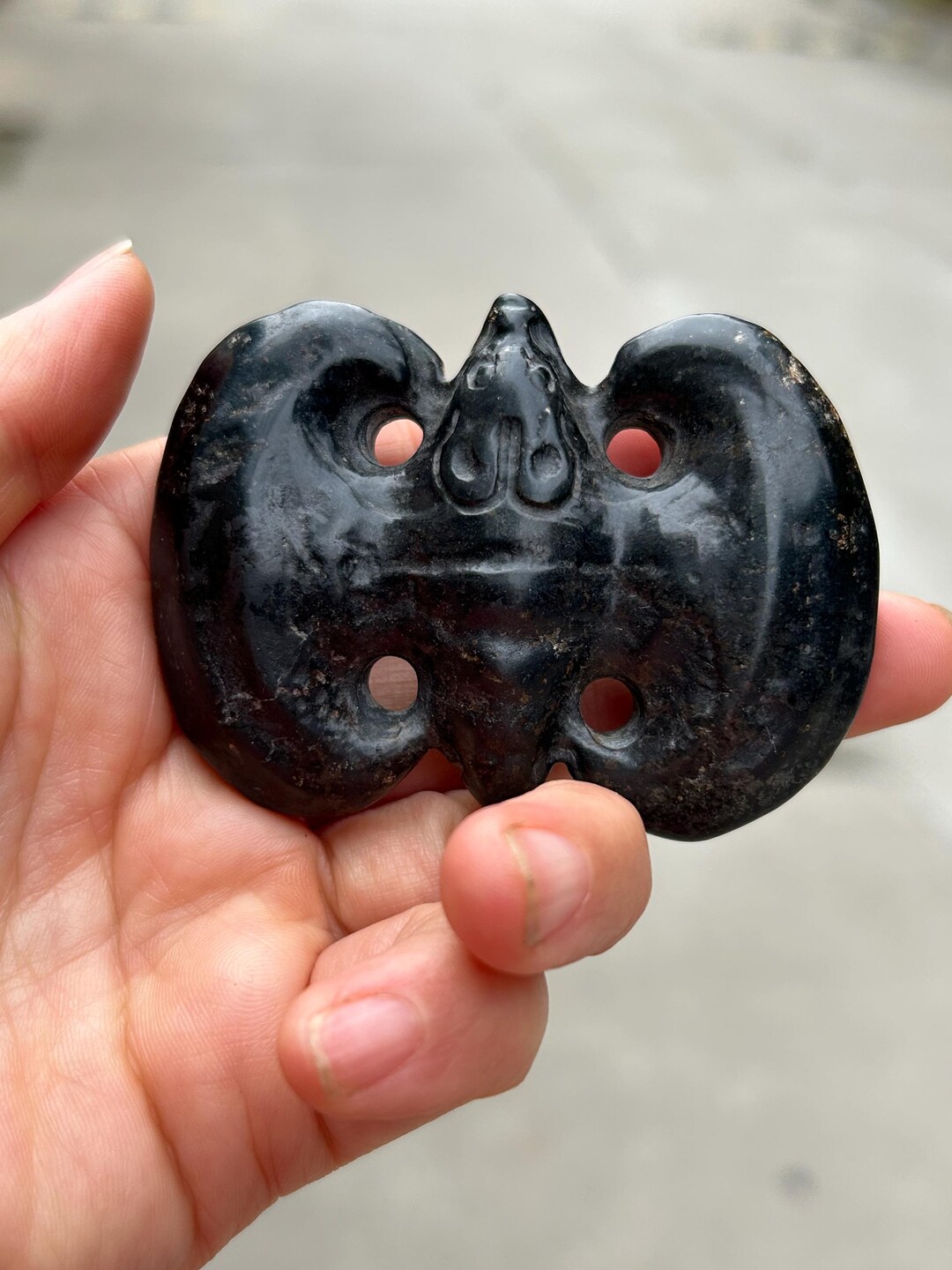 Tibetan Hongshan Culture, Meteorite Bat Pendant, Blessing Magnet Glaze ...