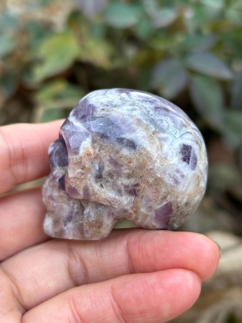 Gem Healing Stone Skull Statue Rose Quartz Carving Human Skull Pocket ...