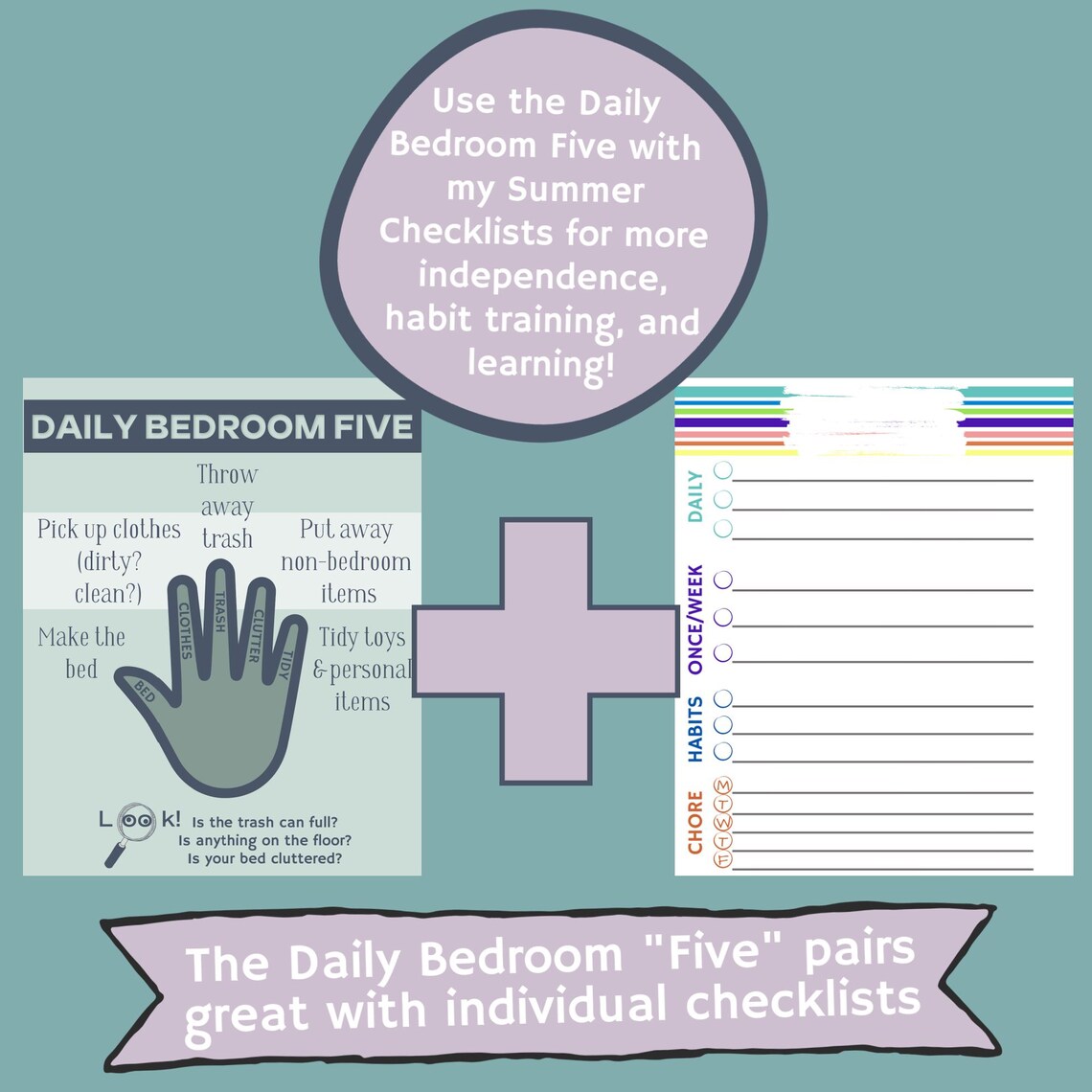 Daily Bedroom Five- Cleaning Checklist for Kids - Etsy