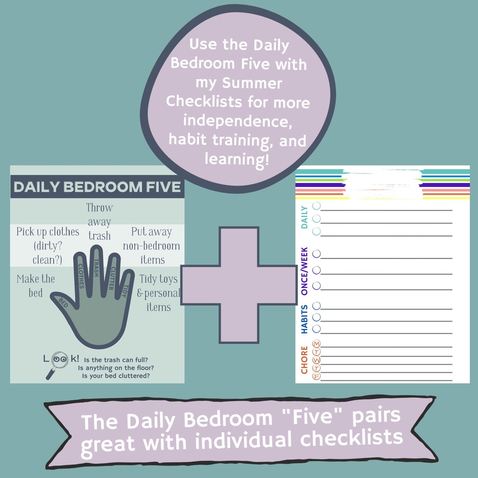 Daily Bedroom Five- Cleaning Checklist for Kids - Etsy