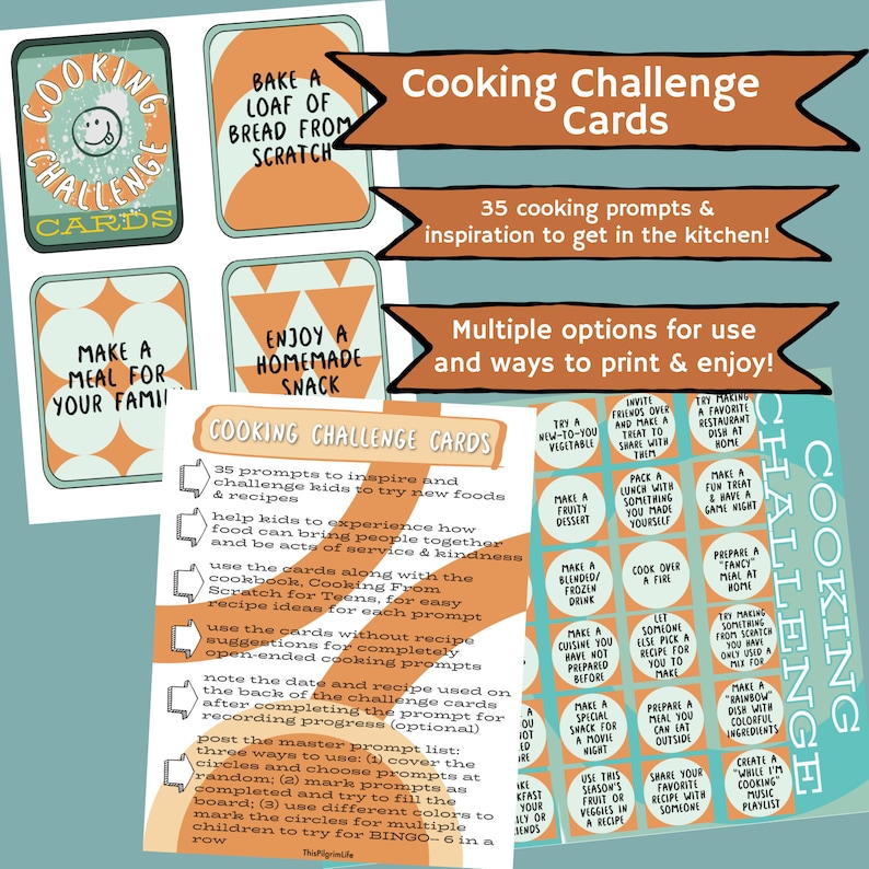 Kids Cooking Challenge Cards - Etsy