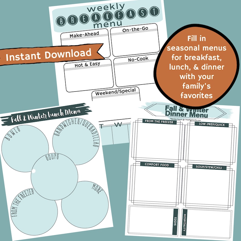 Printable Menus Bundle - Etsy