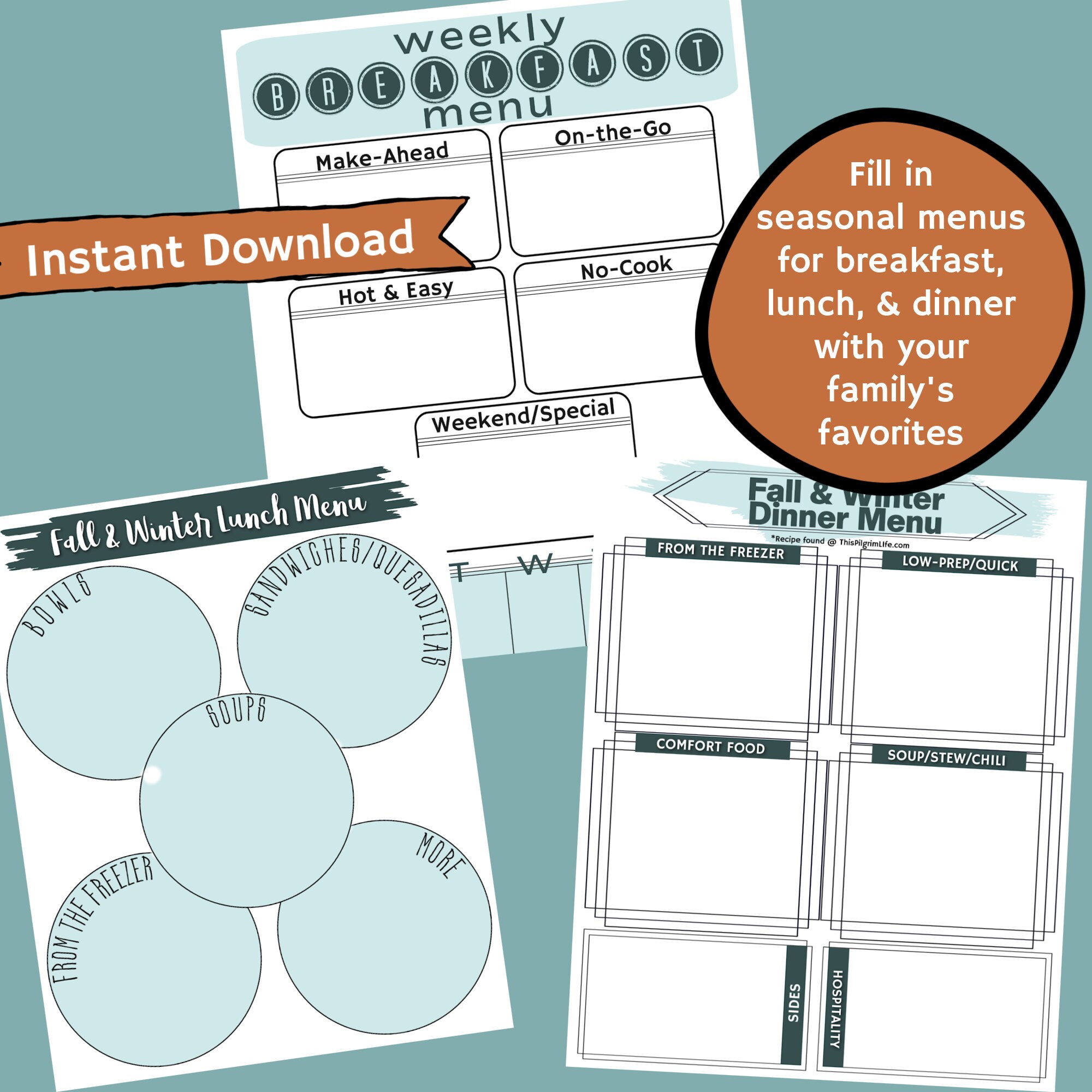 Printable Menus Bundle - Etsy