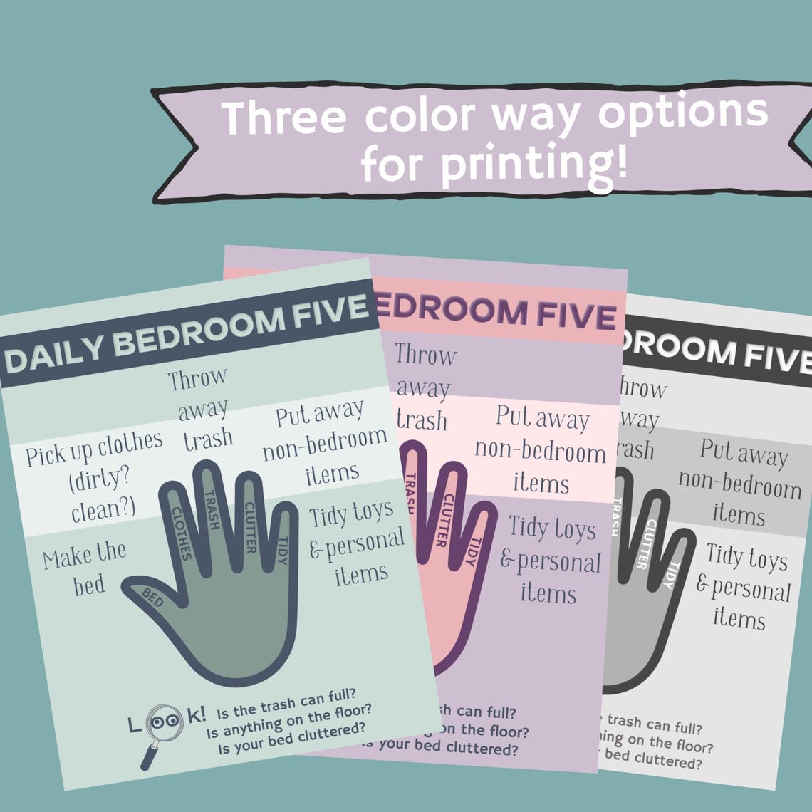 Daily Bedroom Five- Cleaning Checklist for Kids - Etsy