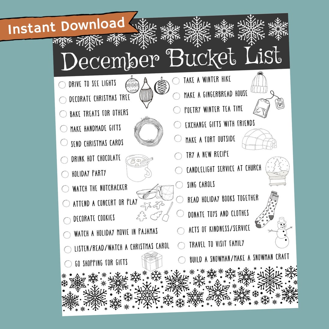 December Bucket List - Etsy