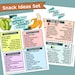 Snack Ideas Printable Reference Sheets - Etsy