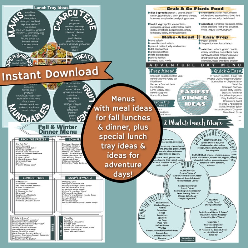 Printable Menus Bundle - Etsy